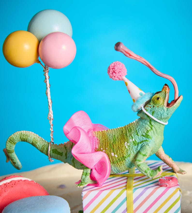 Chameleon Party Animal Cake Topper: Creep Slither Crawl Lizard Themed ...