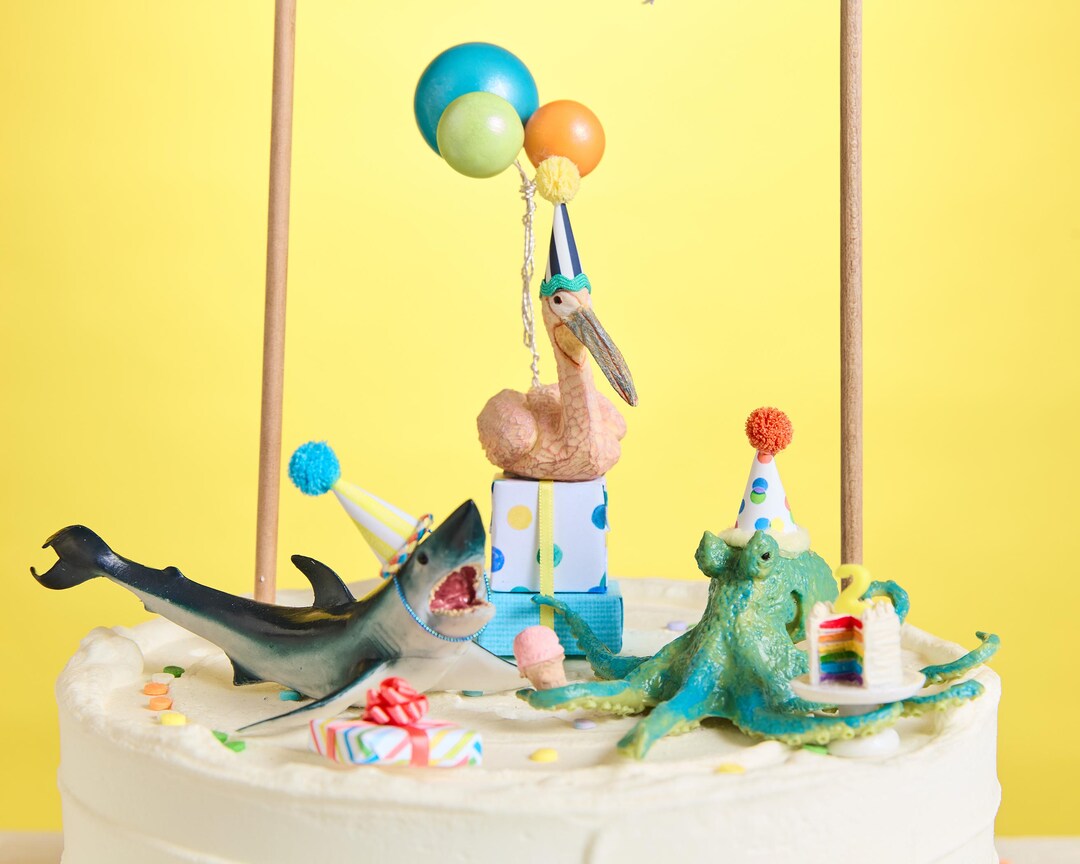 Sea Creature Party Animal Birthday Cake Topper / Pelican Cake Topper ...