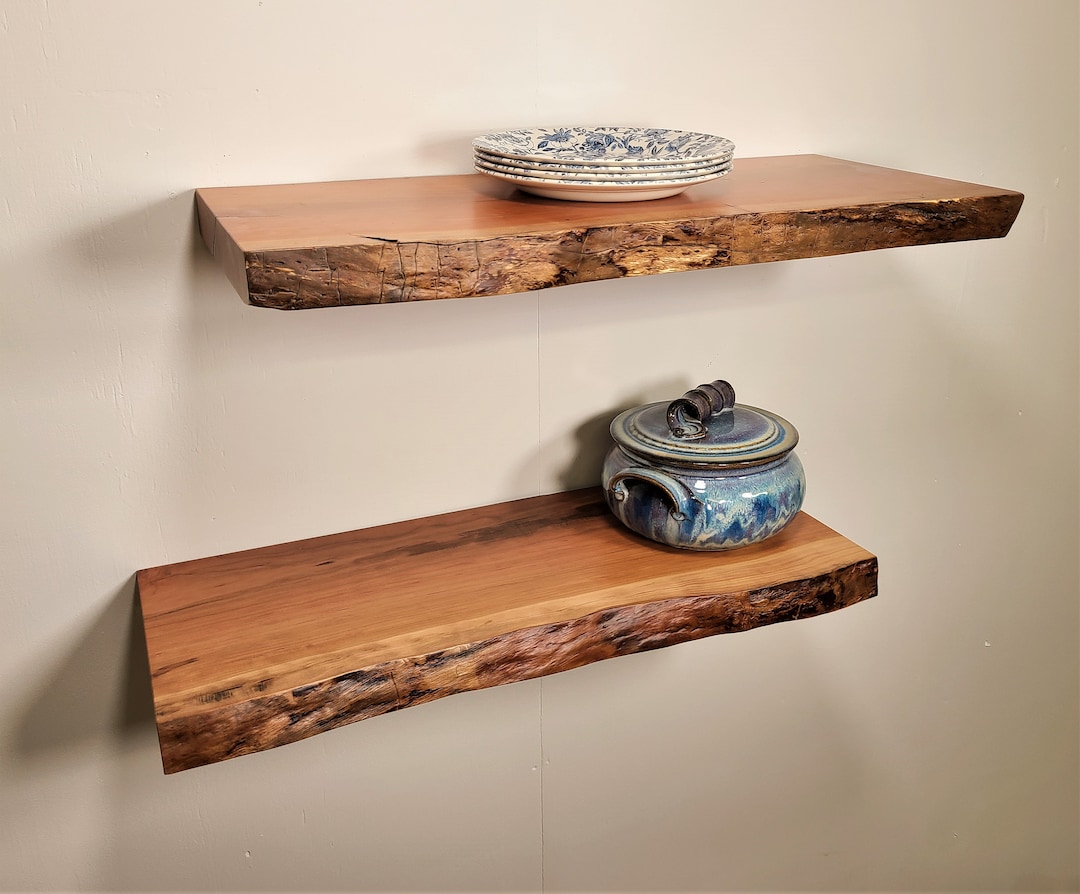 Cherry Floating Shelves, Live Edge Cherry Floating Shelf, Custom ...