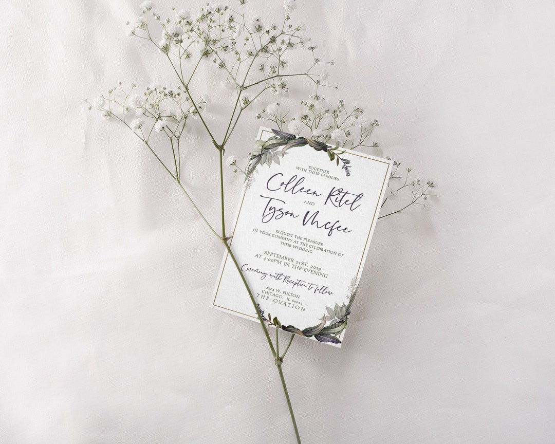 Botanical Wedding Invite, Floral Wedding Invitation, Elegant Wedding ...