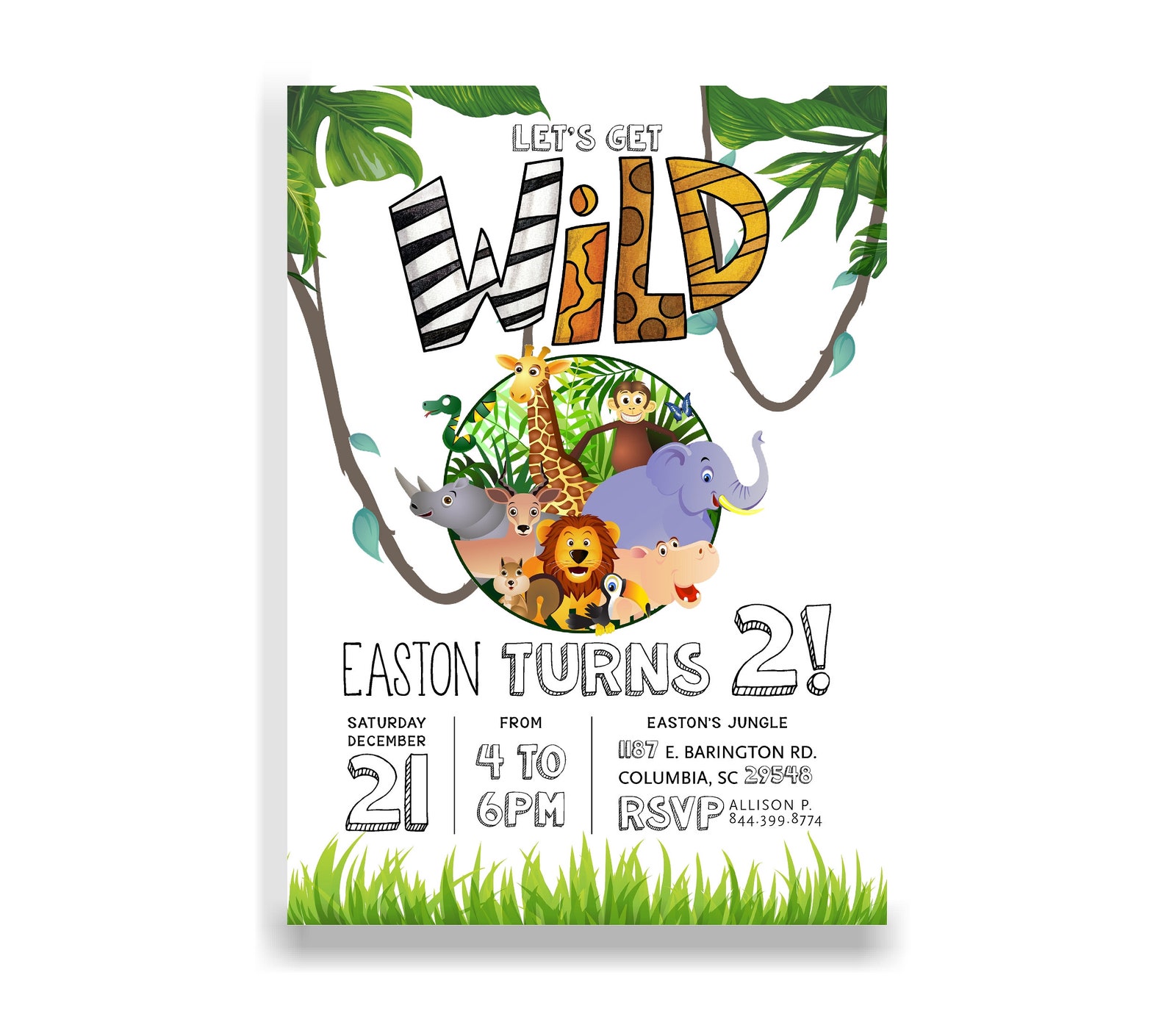 Let's Get Wild Birthday Invitation Jungle Birthday Theme | Etsy