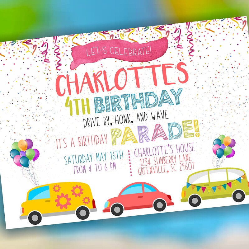 Drive by Birthday Parade Invitation - Etsy