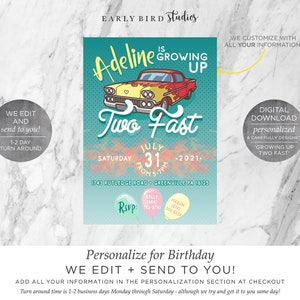 Growing up Two Fast Birthday, Two Fast Birthday Invitation, Racing ...