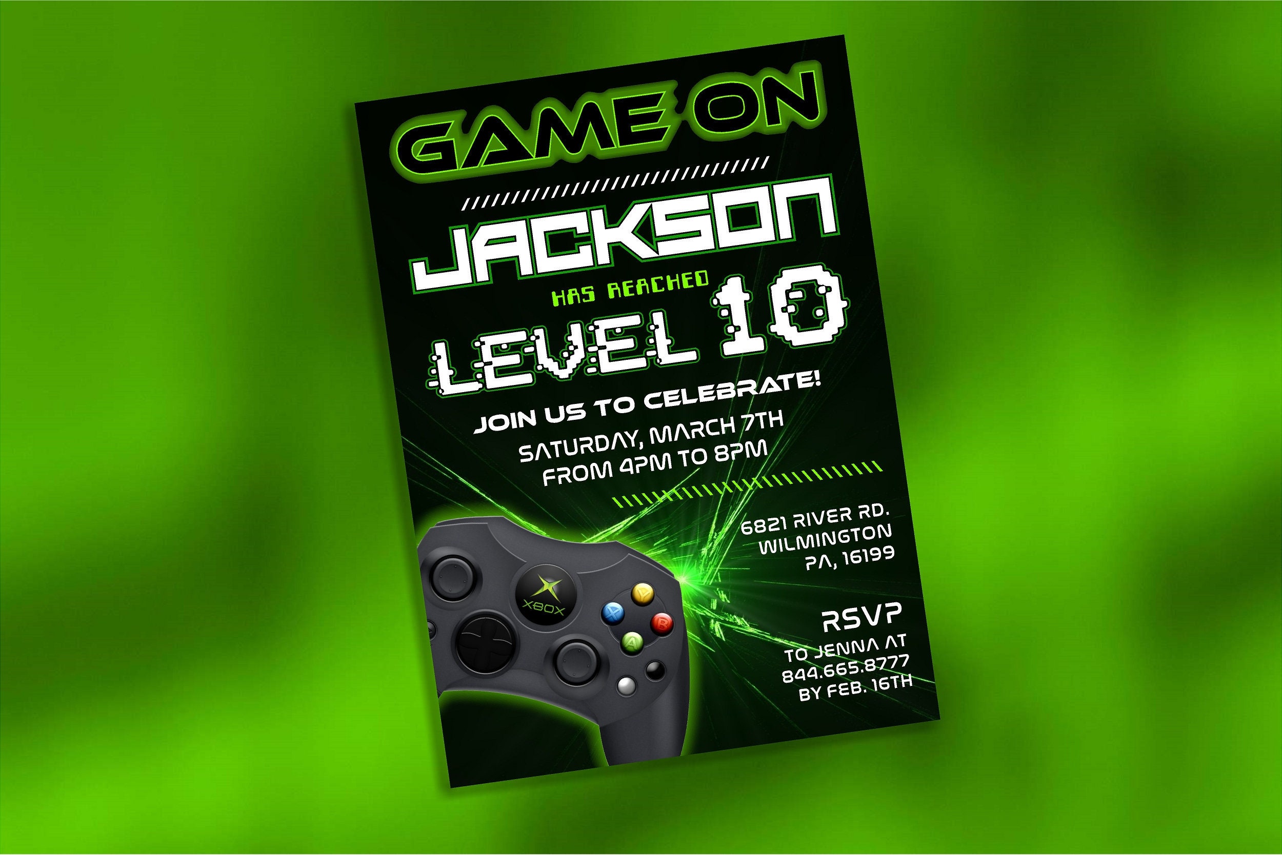 Game on Birthday Invitation Gamer Birthday XBOX Gaming ANY | Etsy