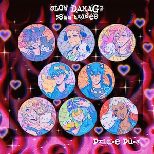 SLOW DAMAGE 58mm Circle Badges BL Boys Love - Etsy