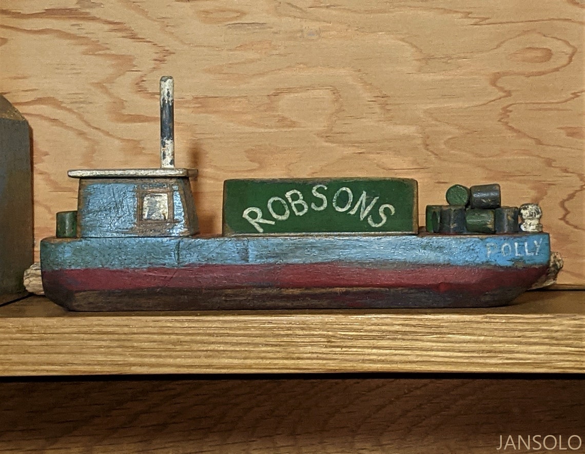 Wooden Canal Boat Model, Folk Art, Barge, Reclaimed Oak, Personalised ...