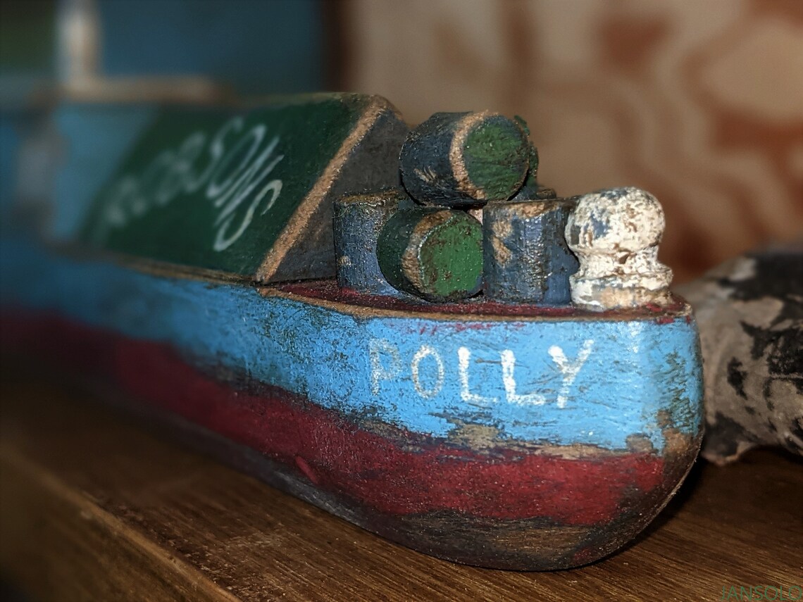 Wooden Canal Boat Model Folk Art Barge Reclaimed Oak - Etsy