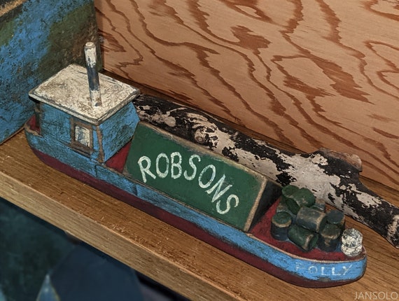 Wooden Canal Boat Model Folk Art Barge Reclaimed Oak - Etsy