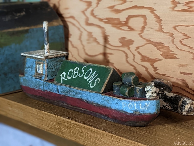 Wooden Canal Boat Model, Folk Art, Barge, Reclaimed Oak, Personalised ...