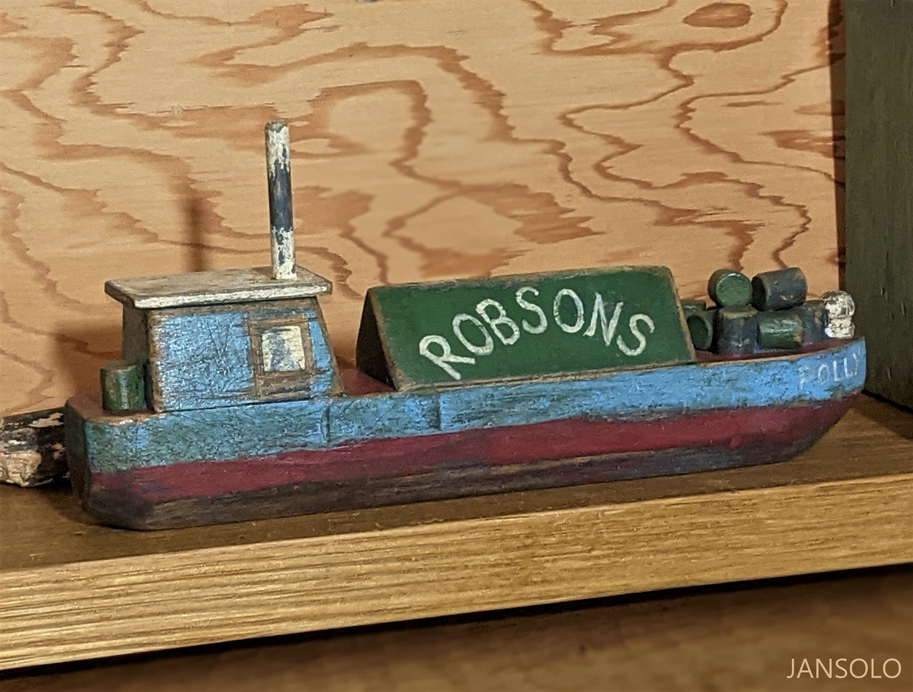 Wooden Canal Boat Model, Folk Art, Barge, Reclaimed Oak, Personalised ...