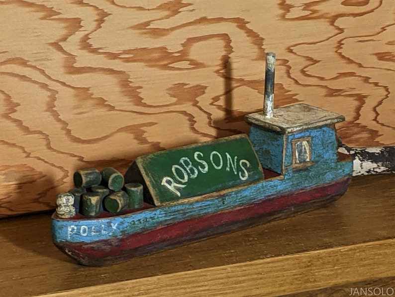 Wooden Canal Boat Model, Folk Art, Barge, Reclaimed Oak, Personalised ...