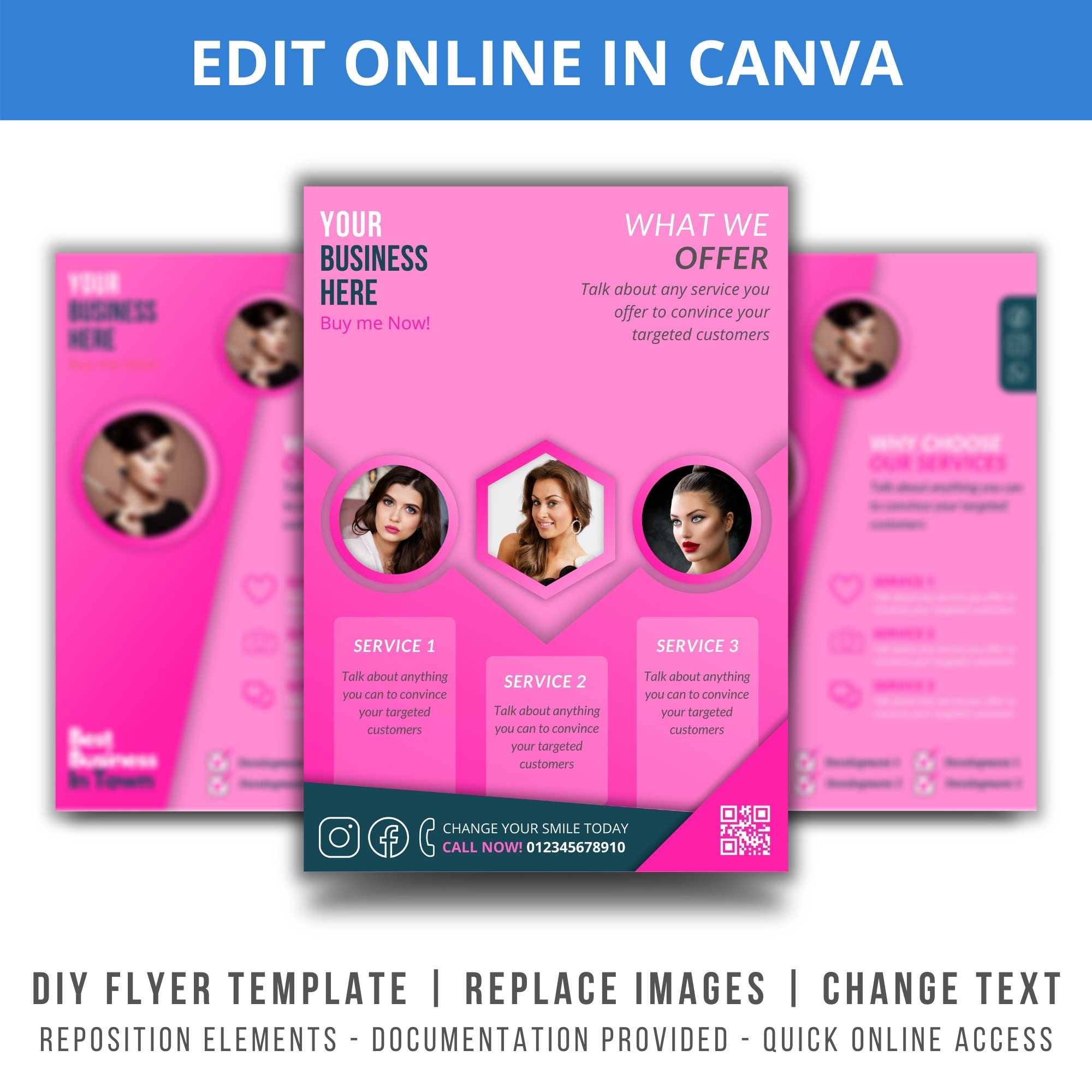 Business Flyer Beauty Salon Canva Flyer Canva Template Etsy Australia