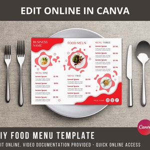 Food Menu Template, Menu Design, Canva Menu Template, Multipurpose Food ...