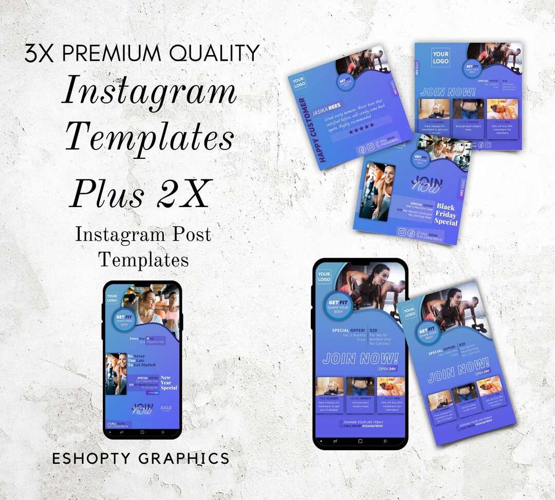 Blue Instagram Template, Instagram Post Template, Instagram Story ...