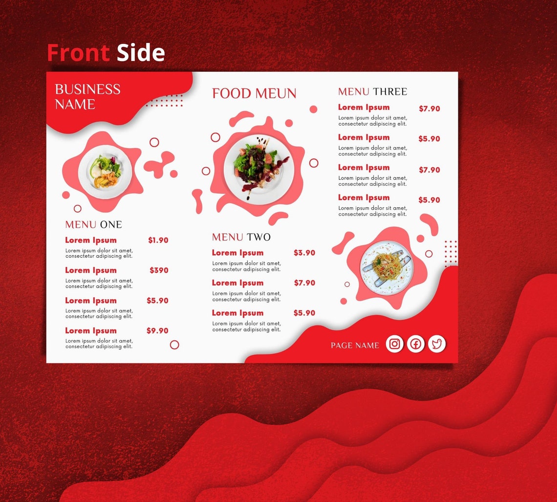 Food Menu Template, Menu Design, Canva Menu Template, Multipurpose Food ...