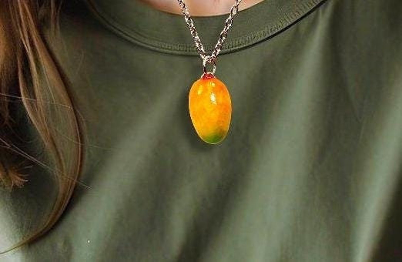 Mango Necklace | Tropical Fruit Jewelry | Summer Accessory - Etsy