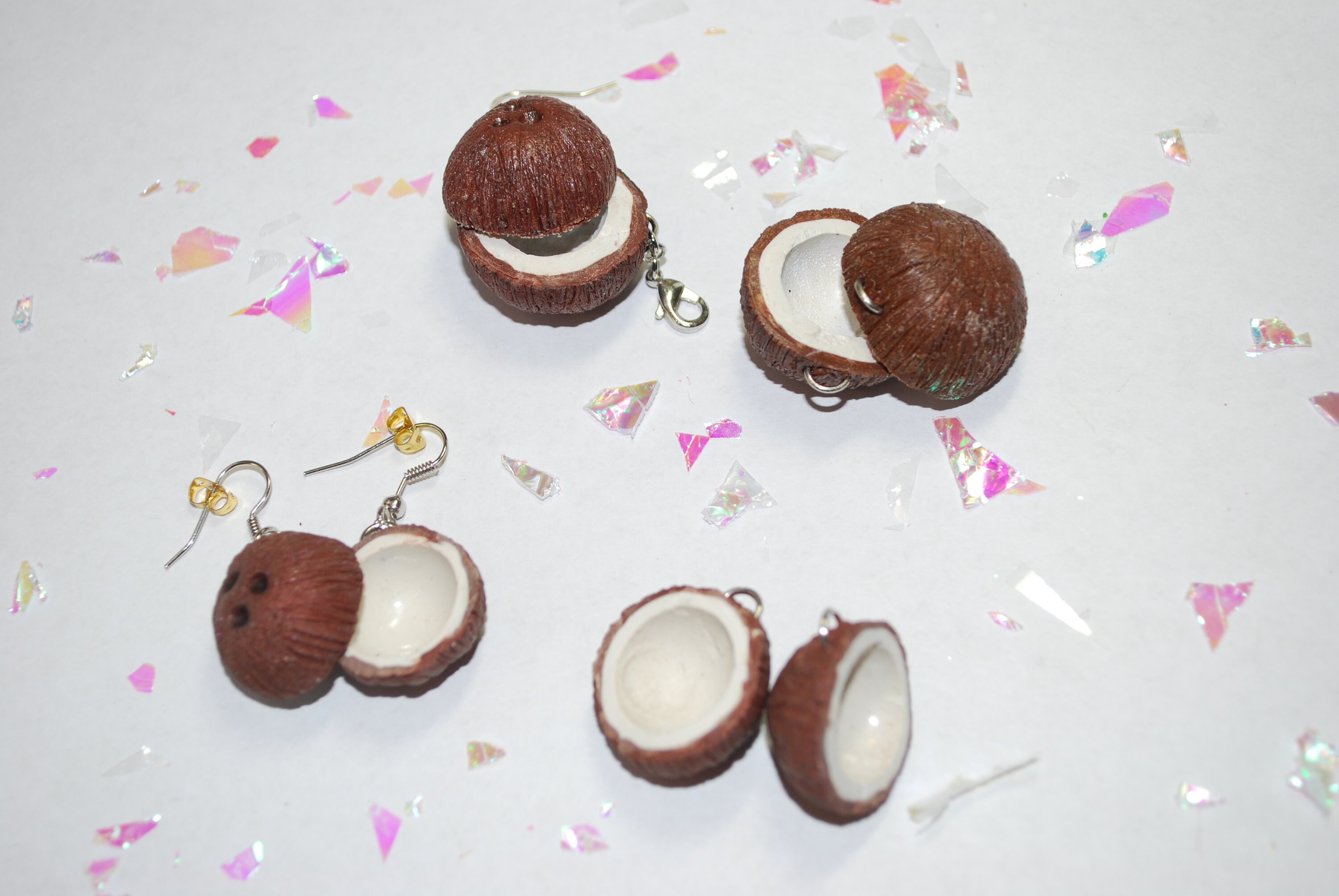Handmade Coconut Charm Set: Tropical Jewelry for Keychains & Necklaces ...
