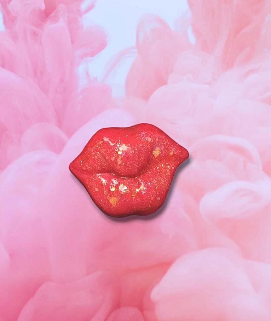 Pink Glitter Lip Pin | Handmade Sparkly Lip Brooch | Fun Accessory for ...
