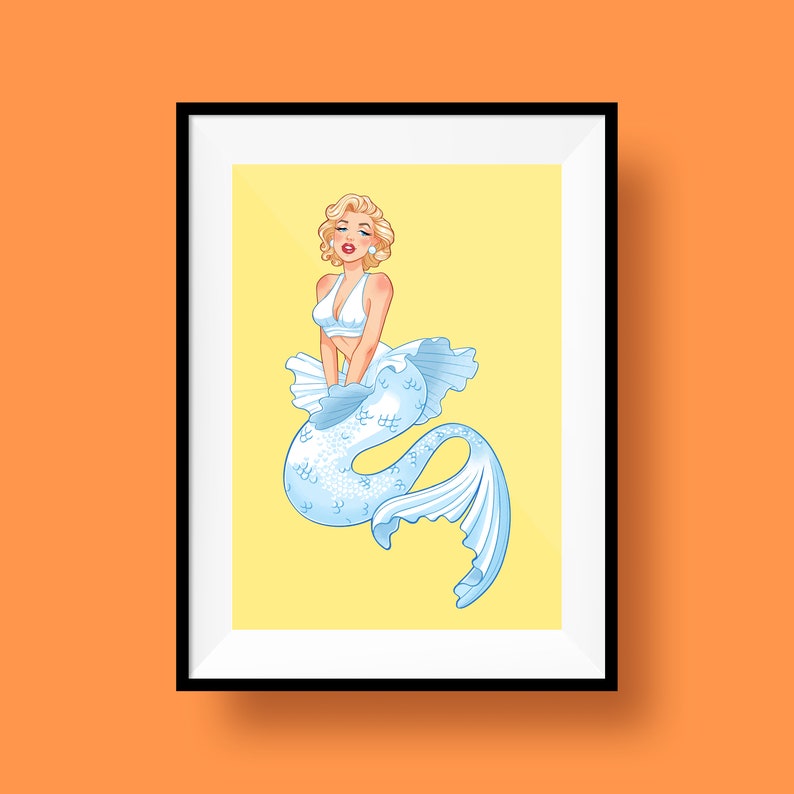 Marilyn Monroe Mermaid Art Print - Etsy UK