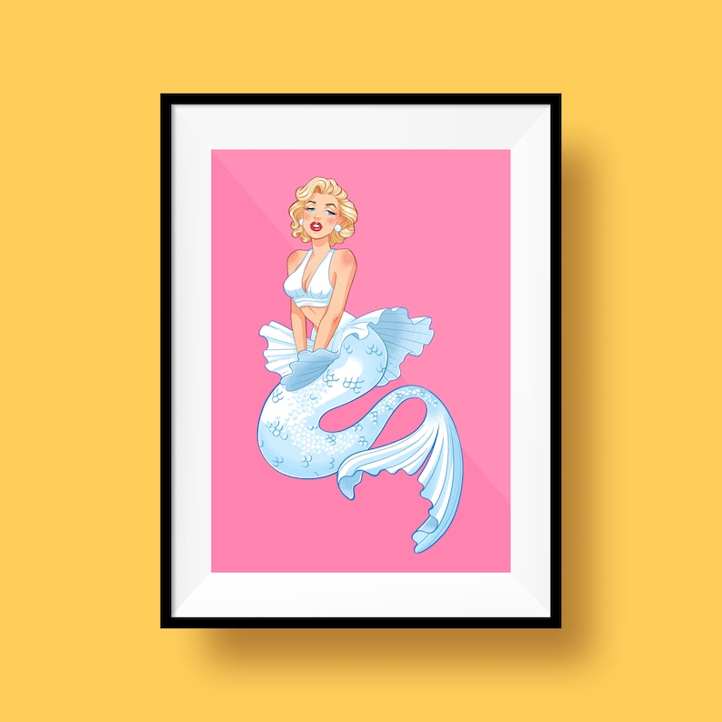 Marilyn Monroe Mermaid Art Print - Etsy UK