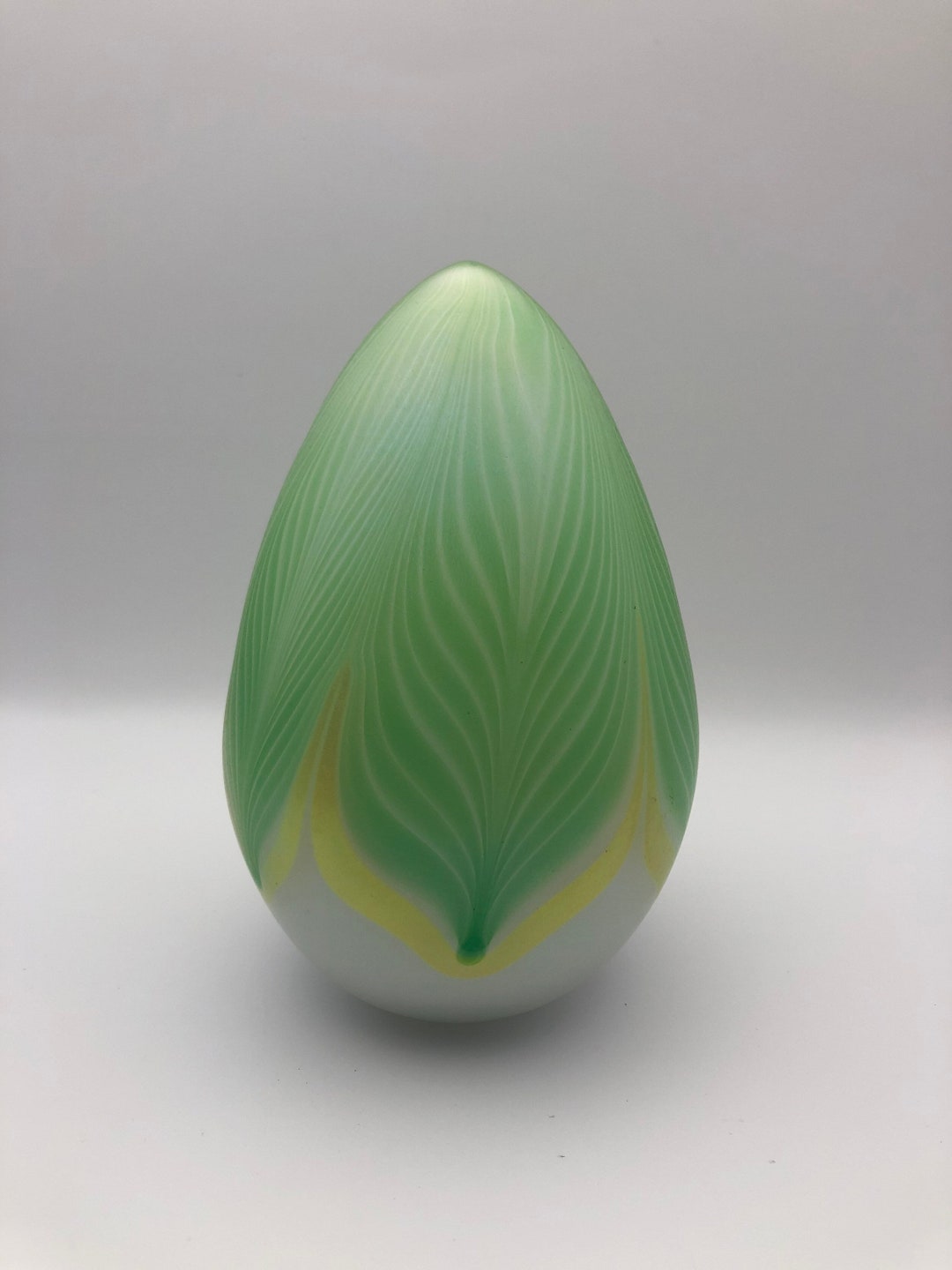 Vandermark Paperweight Egg Blown Glass Pulled Leaf Design - Etsy