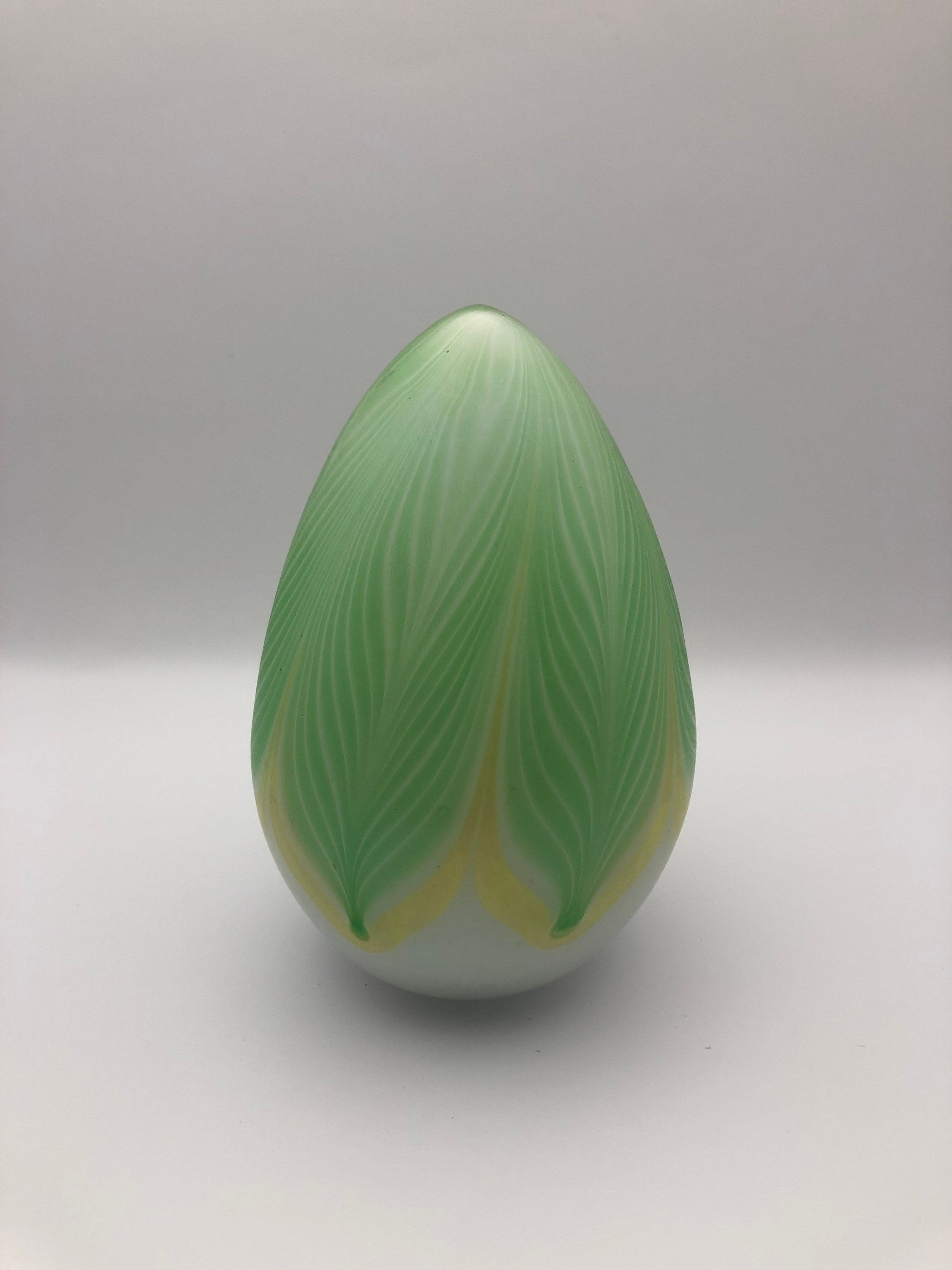 Vandermark Paperweight Egg Blown Glass Pulled Leaf Design - Etsy