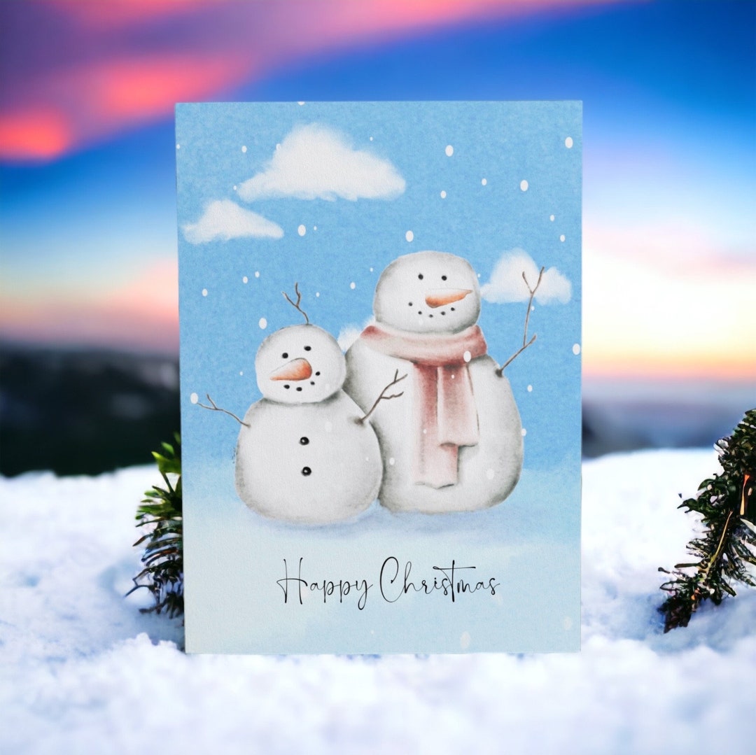 Cute Snowmen Christmas Card Christmas Card for Friends and - Etsy UK