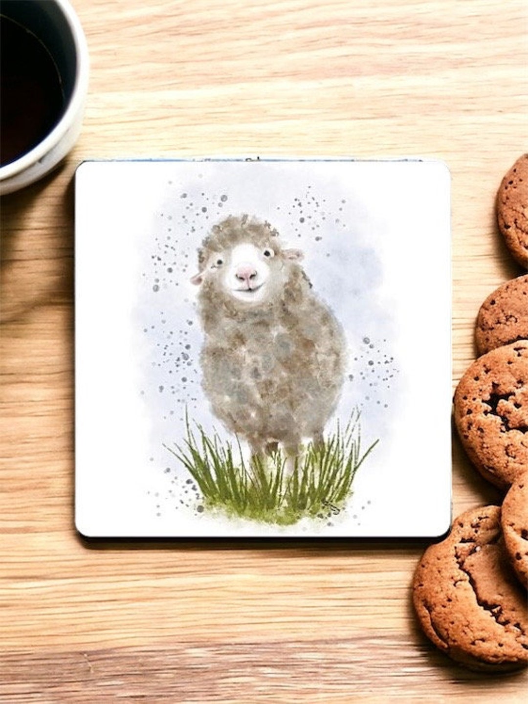 Cute Sheep Coaster for Friends Christmas Farmhouse Drinks Mat - Etsy