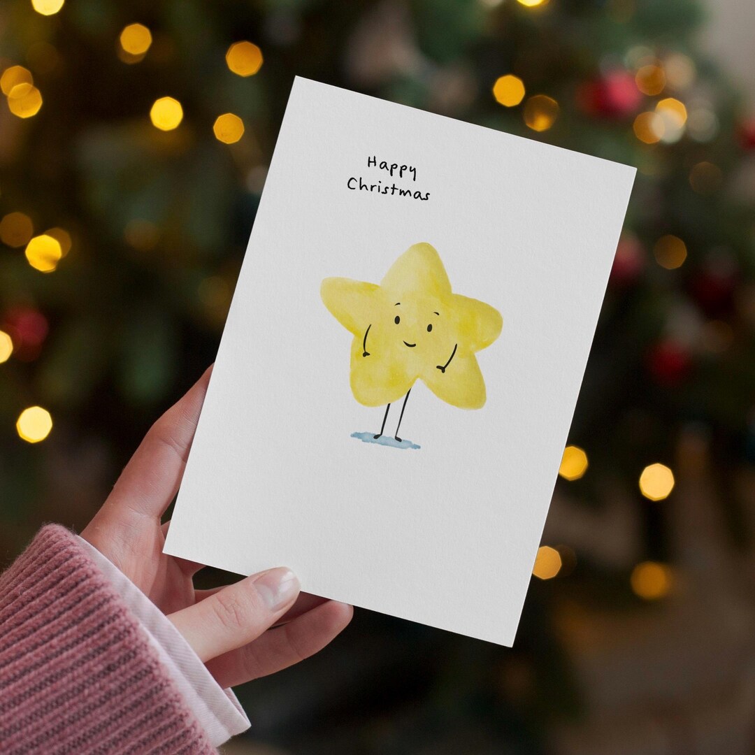 Christmas Star Christmas Card, Happy Christmas Card, Personalised Card ...