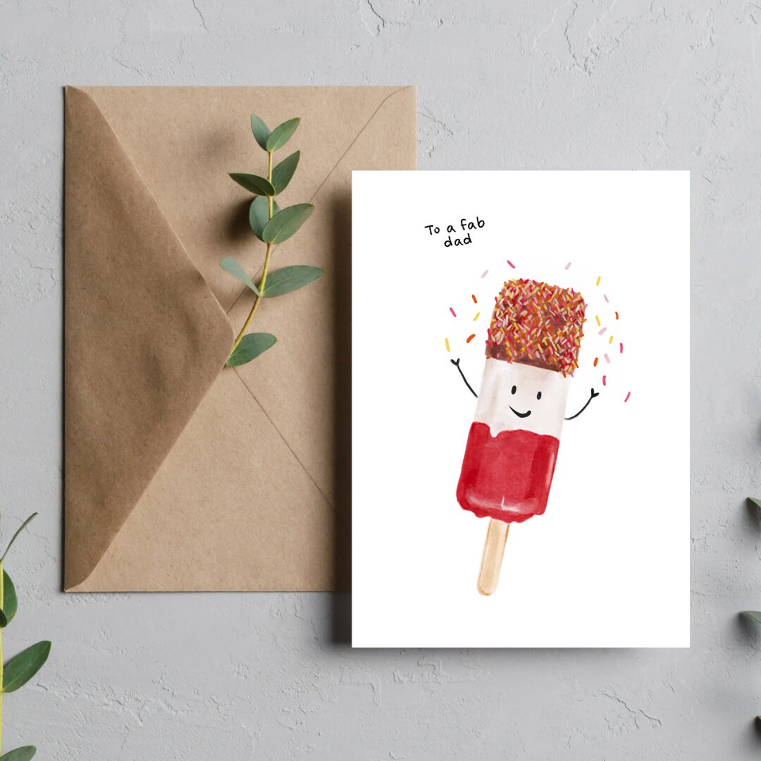 Happy Birthday to A Fab Dad Card, Funny Pun Food Illustration Card ...