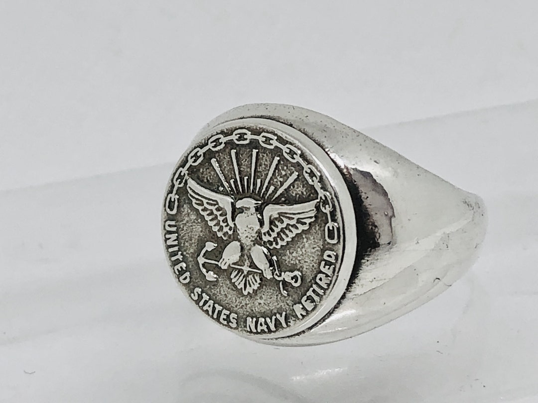 Retirement Ring, USN, 20 Years, Sterling Silver - Etsy