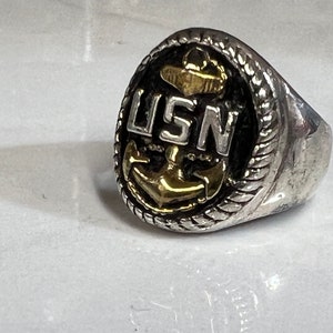 Chief Ring B , Solid Sterling Silver With 18k Gold Plated Anchor, Style ...