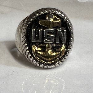 Chief Ring B , Solid Sterling Silver With 18k Gold Plated Anchor, Style ...