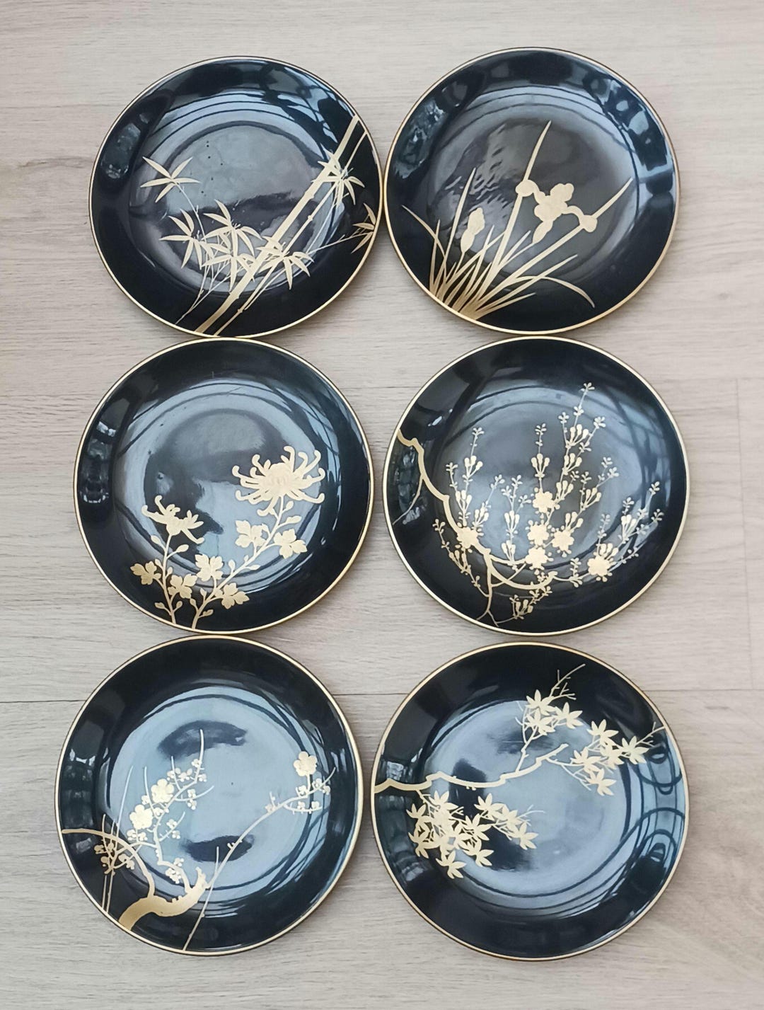Set of 6 Vintage Japanese Lacquer Plates - Etsy