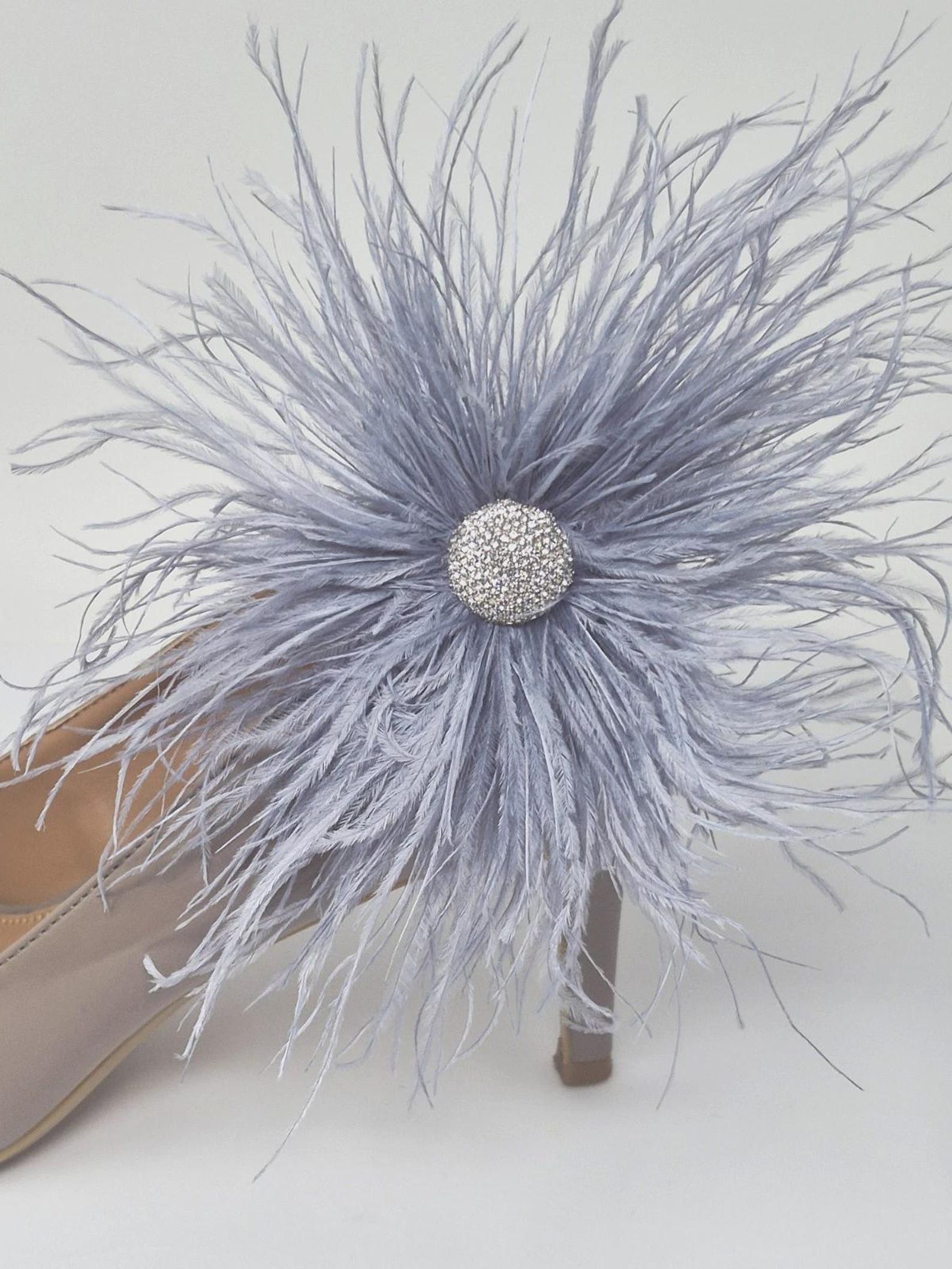 Feather Shoe Clips With Charms, Prom, Wedding Shoe Accessories (2 Piece ...