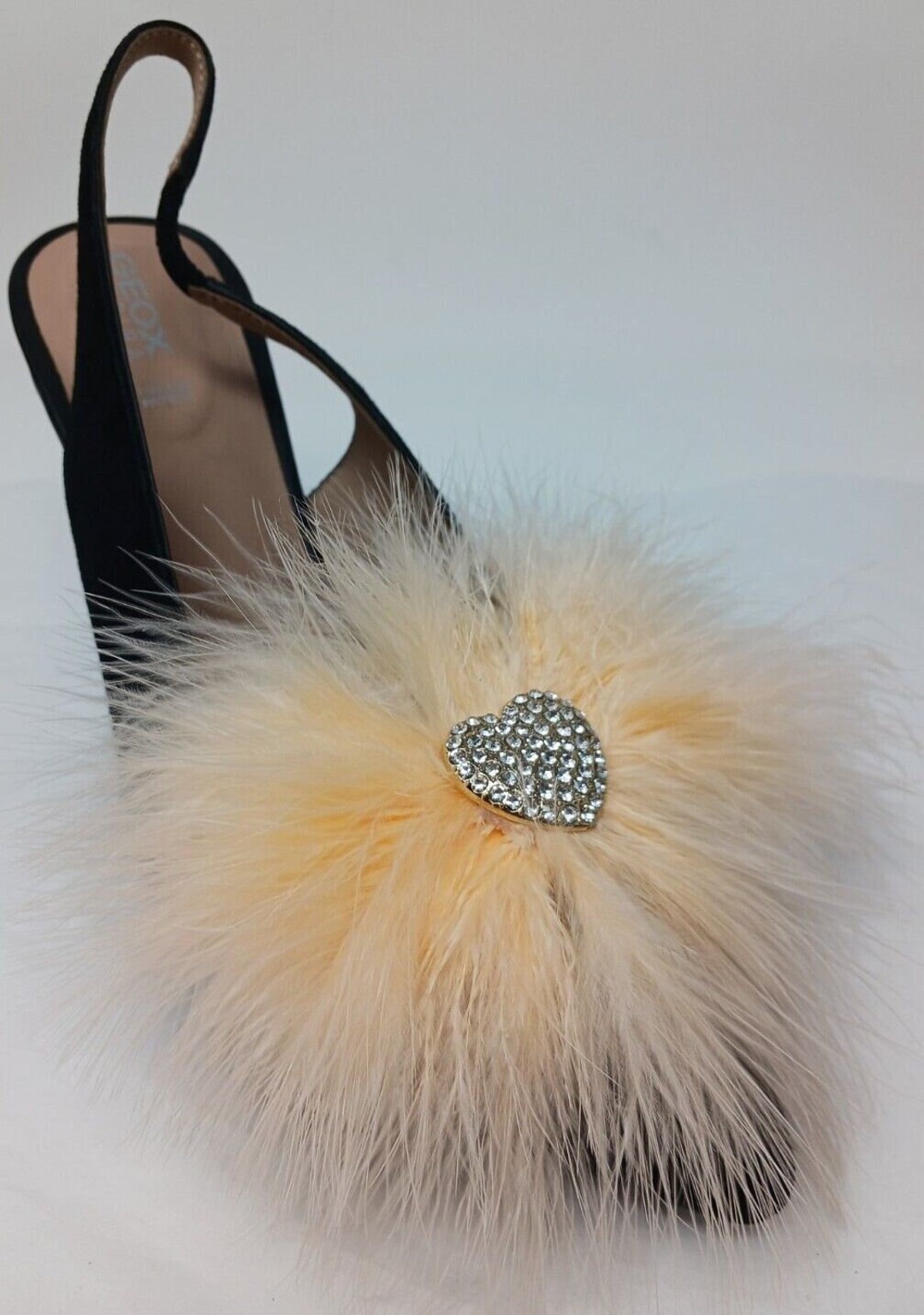 Peach Color Feather Shoe Clips With Charm, Shoe Accessories (2 Piece ...