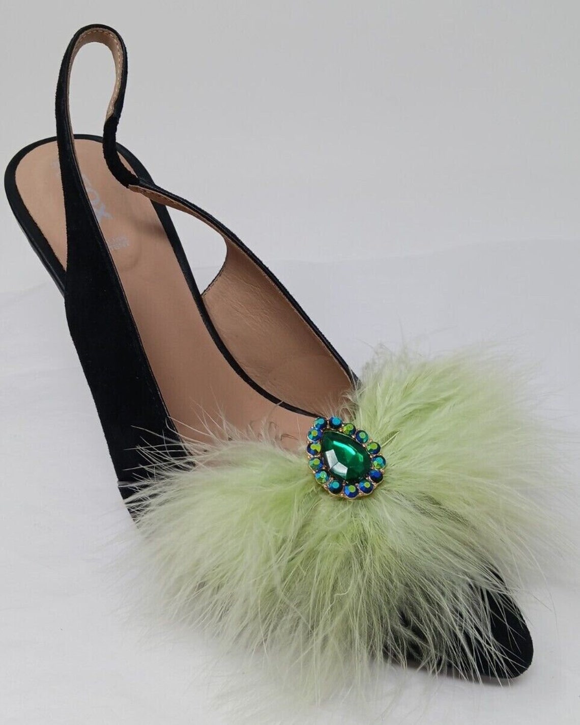 Light Green Color Feather Shoe Clips With Charm, Shoe Accessories (2 ...