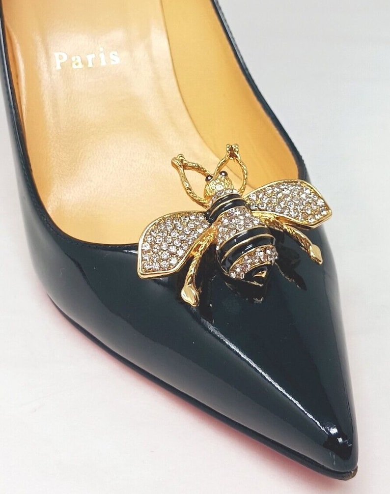Gold Color Bee Rhinestone Shoe Clips (2 Pcs), Clips for Shoes, Shoe ...