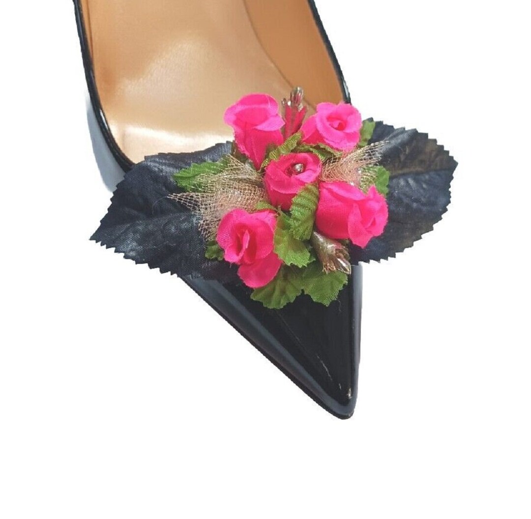 Pink Color Flowers Clips for Shoes (2 Pieces), Shoe Clips, Shoe ...