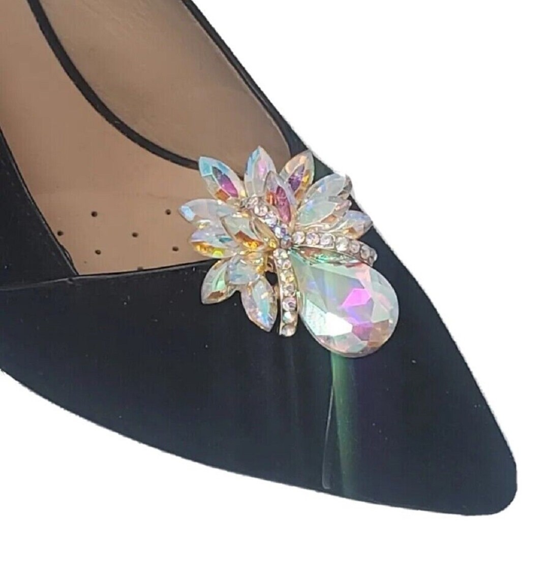 Metal Shoe Clips With Rhinestone, Shoe Accessory, Silver Color (2pcs ...
