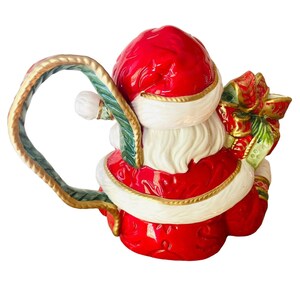 Fitz and Floyd Crimson Holiday Santa Teapot Box Included Excellent ...
