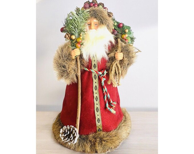 Vintage Santa Claus Tree Topper 14.5 Inch High 9.5 Inch Wide Deep Red ...