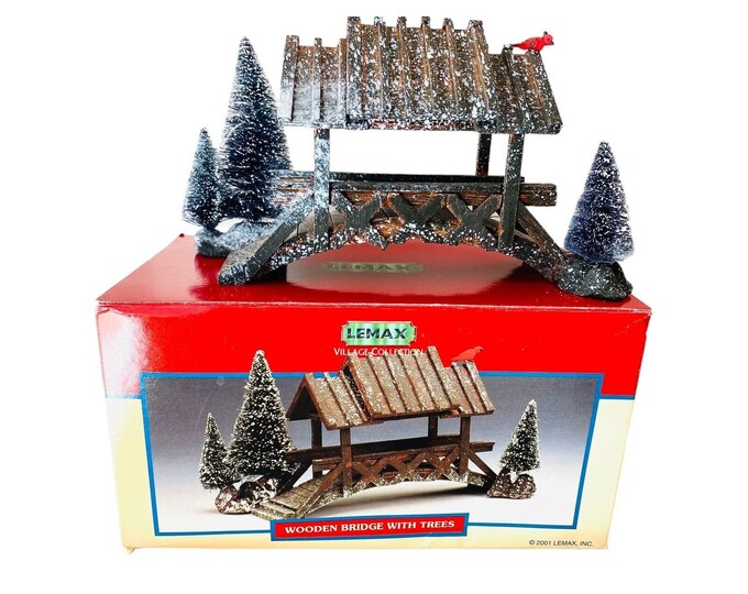 Lemax Village Wooden Bridge With Trees 2001 Holiday Trees and Tunnel ...