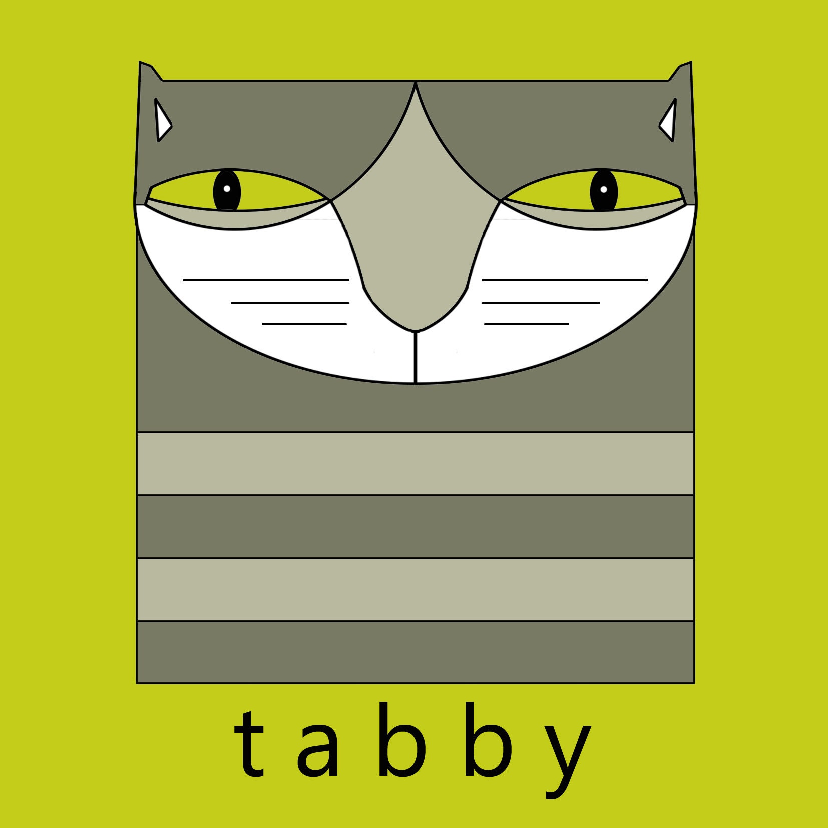 Flat Cat Card. Tabby Cat Blank Greetings Card for Birthday | Etsy