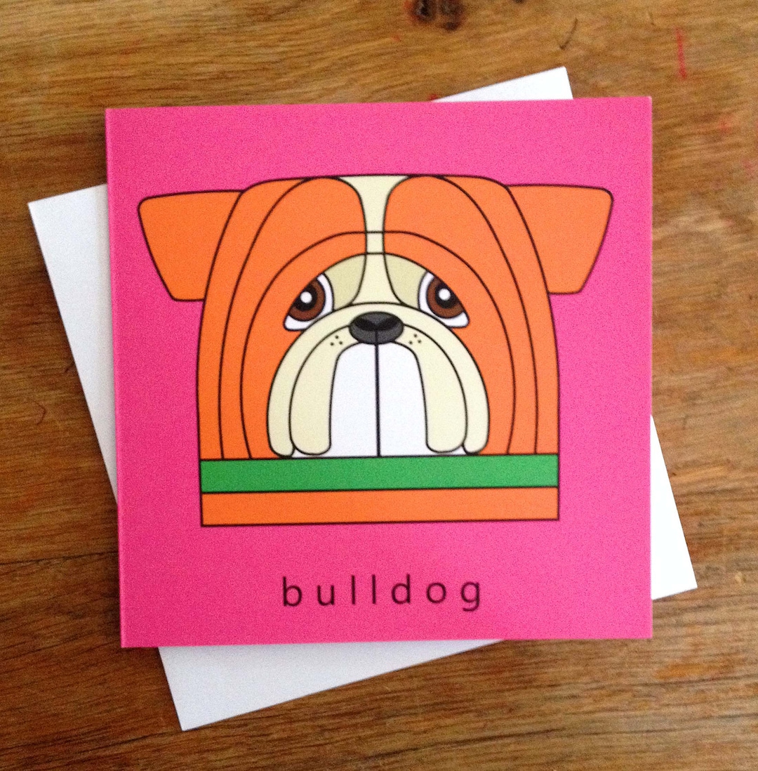 Bulldog Card. Blank Greetings Card for Birthday Thank You - Etsy