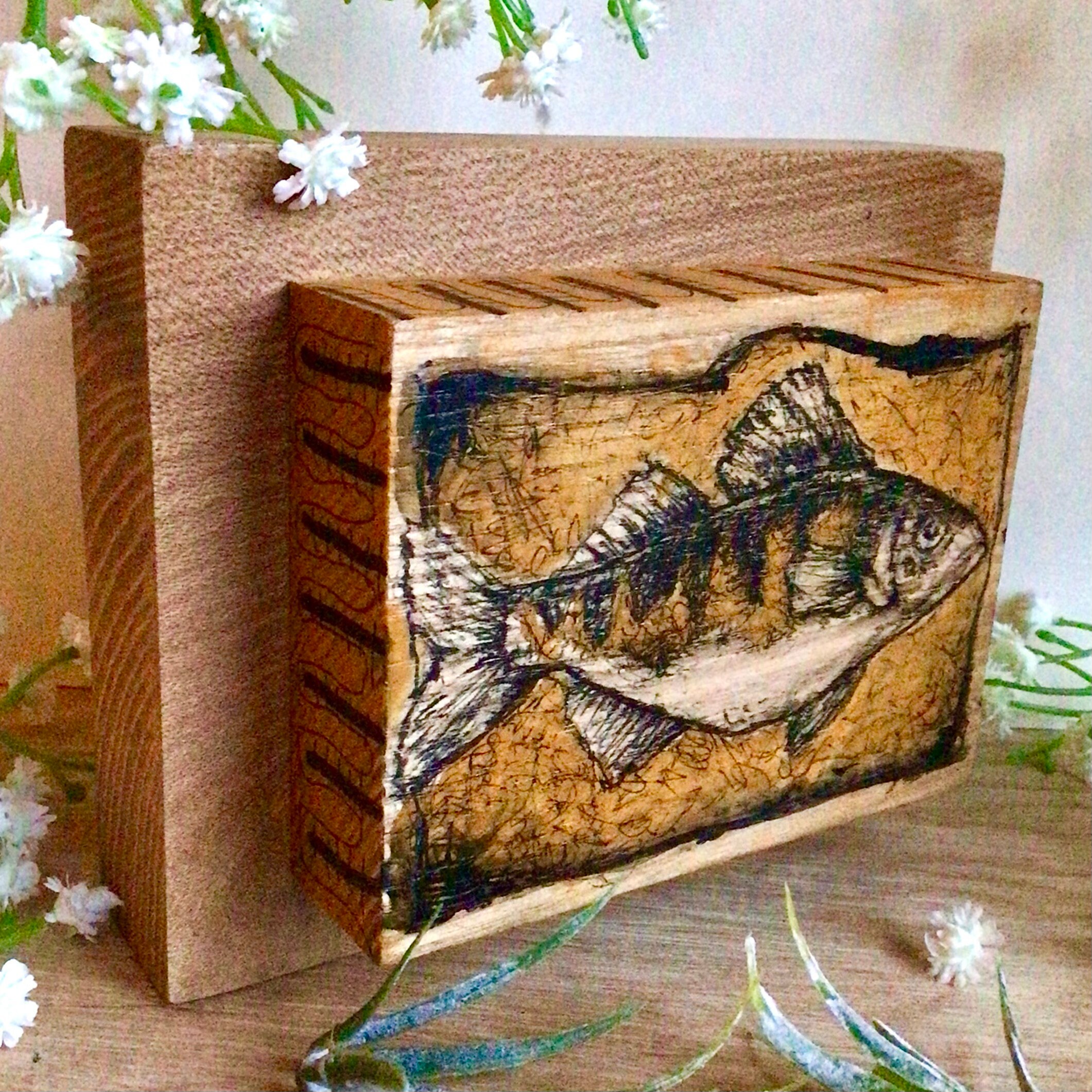 Fish Art Wood Block in Scottish Ash Hardwood, Original Hand Painted ...