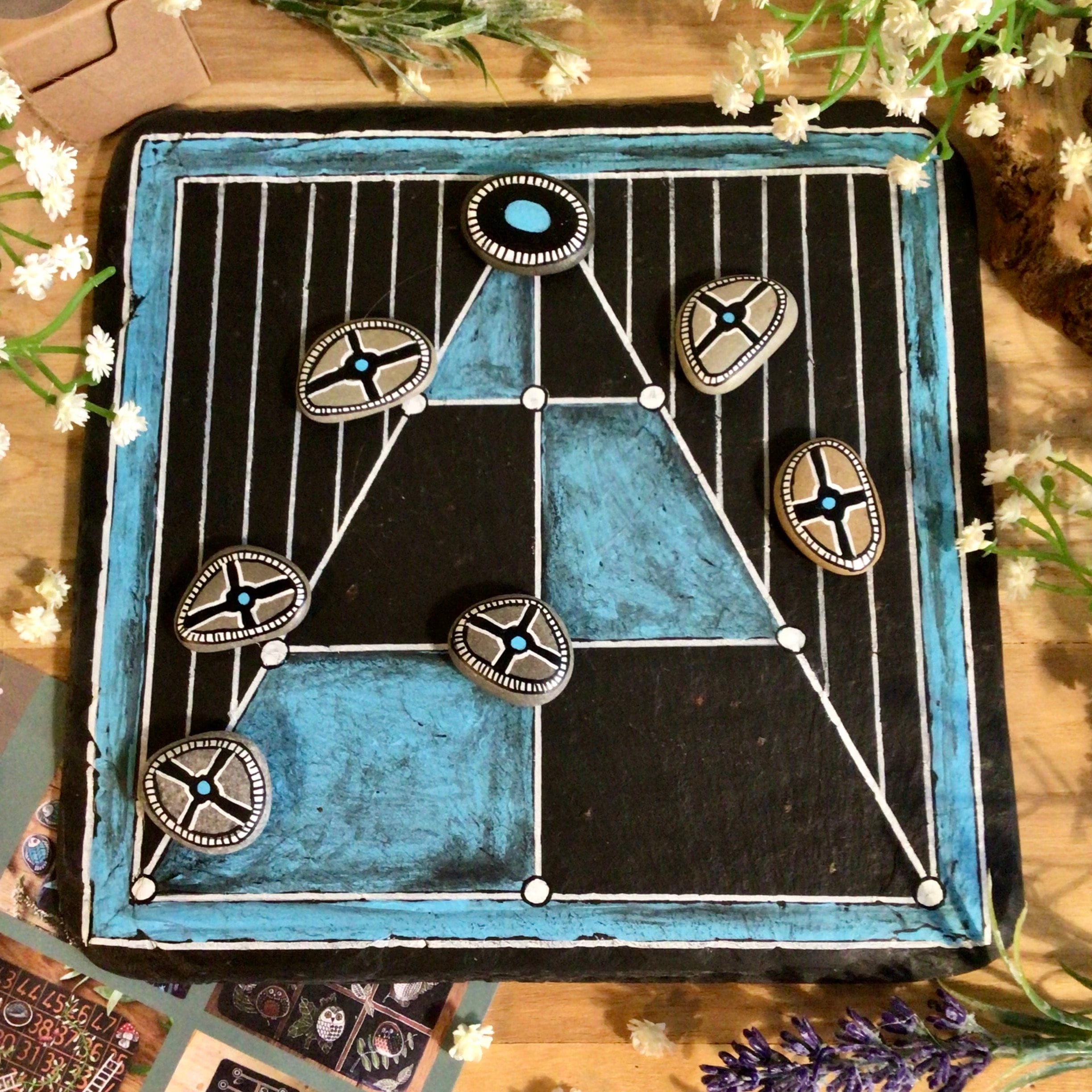 Handmade Painted Slate and Stone Board Game. Len Choa. Unusual - Etsy