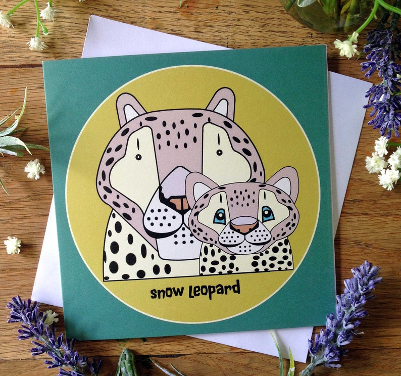 Snow Leopard Cards. Blank Greeting Card for Birthday Thank - Etsy UK