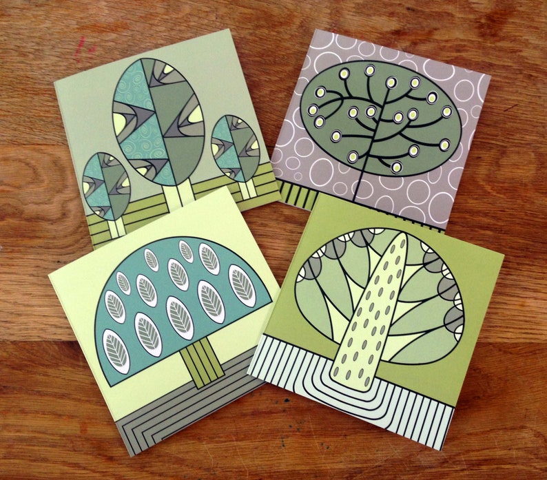 Forest Tree Card. Blank greetings card for birthday thank | Etsy