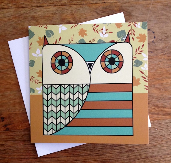 Owl Bird Card. Beautiful Woodland Owl Blank Greeting Card for | Etsy